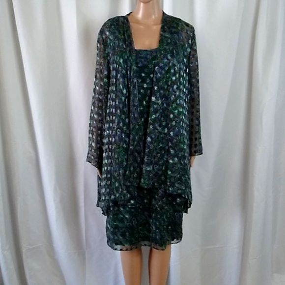 Patra | Dresses | Vintage Peacock Short Dress With Sheer Cover Up ...